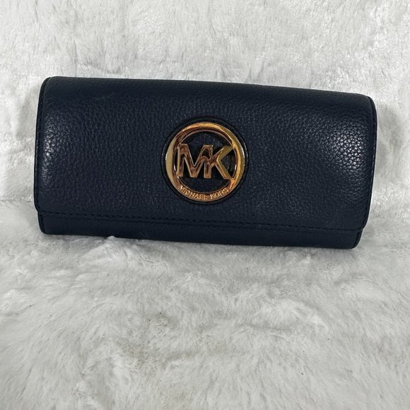 Michael Kors | Bags | Michael Kors Navy Blue Fulton Pebble Leather ...